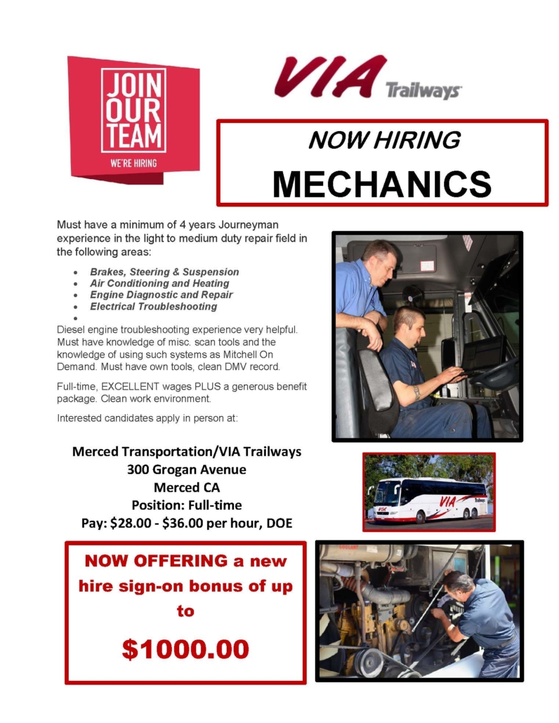 Drivers and Mechanic Jobs Tempe Merced & Fresno